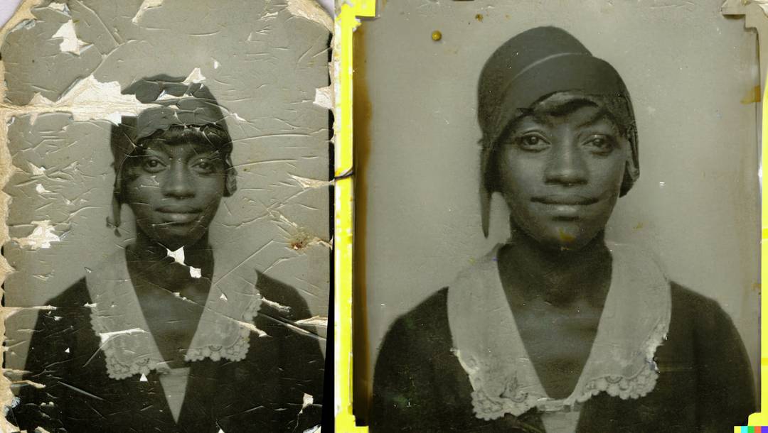 Old Damaged Photo Portrait